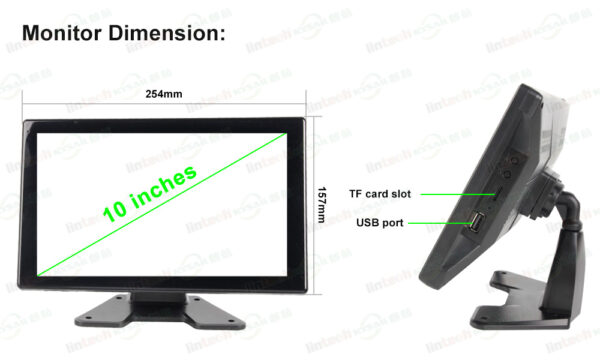 10-Inch Digital AHD Dashboard Display DVR Monitor with Touch Screen ...